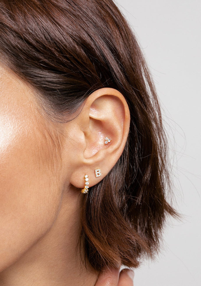 Piercing Inicial Baño Oro 18K con Circonitas Initial
