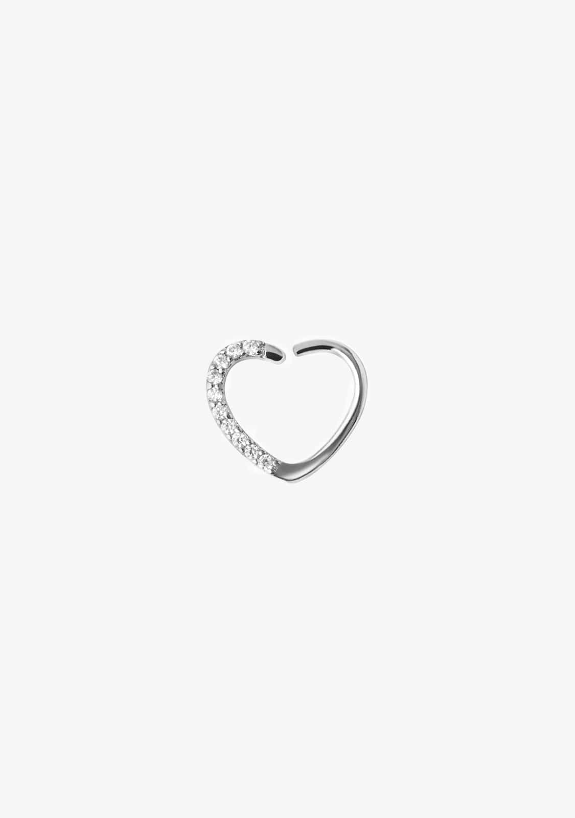 Ear Hoop Piercing Heart Silver