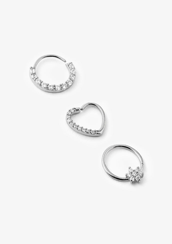 Ear Hoop Piercing Heart Silver